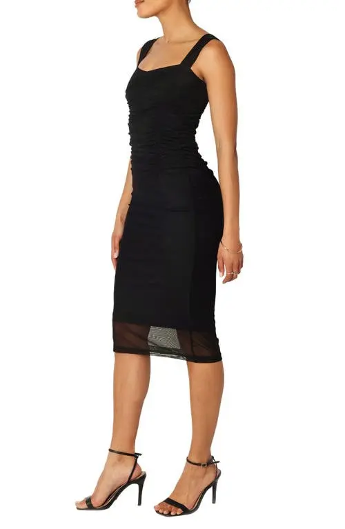 PETAL & PUP Naomi Ruched Mesh Midi Dress