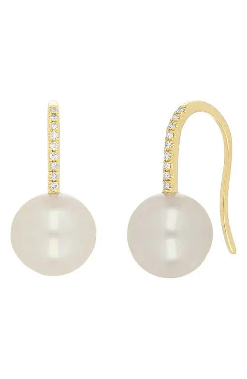 Ef Collection 14k Gold Diamond And Mother-of-pearl Drop Earrings - 14k Yellow Gold