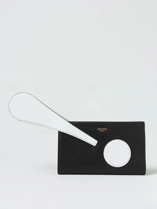Moschino Leather Clutch With Accents