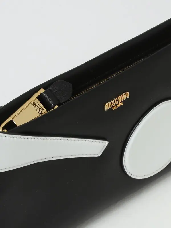 Moschino Leather Clutch With Accents