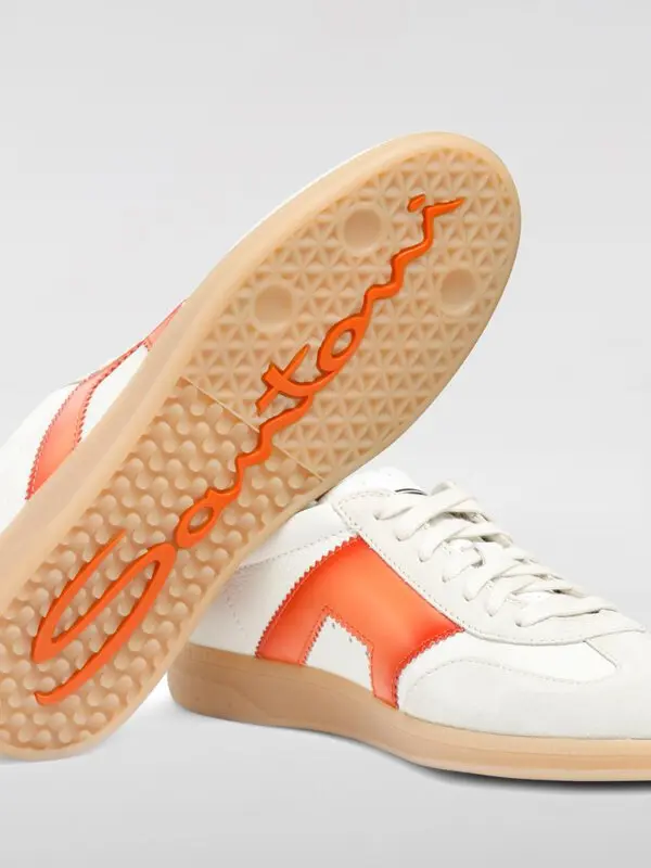 Santoni Lace-up Leather And Suede Sneakers - White 1