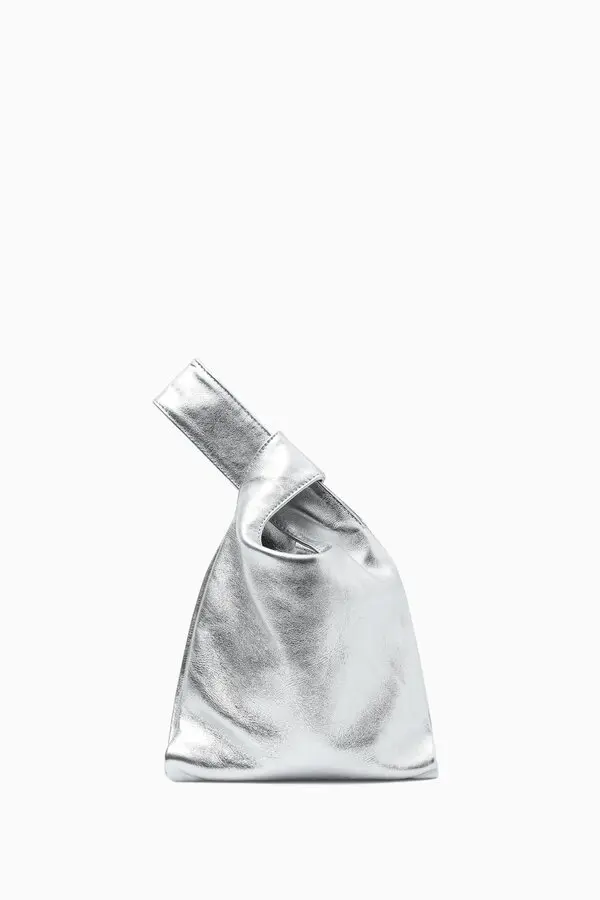 Cos Wristlet Pouch Leather - Silver | Editorialist