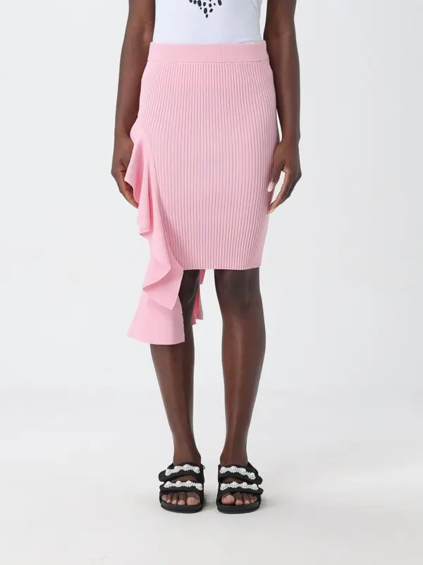 Moschino Ruffled Ribbed Knit Skirt - Pink