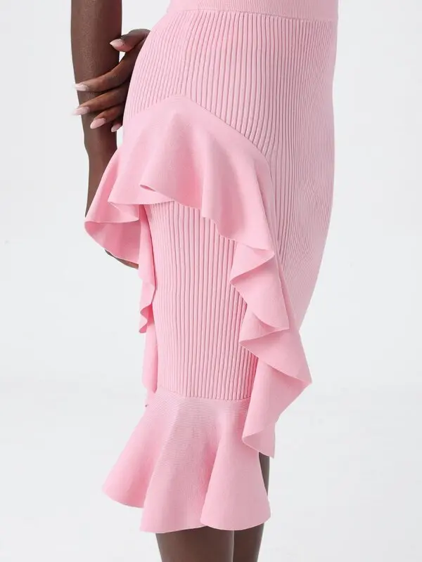 Moschino Ruffled Ribbed Knit Skirt