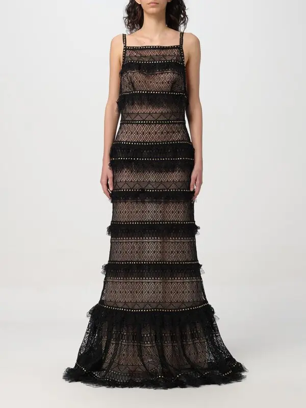 Elie Saab Lace Maxi Dress - Black