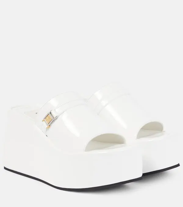 NODALETO Bulla Yelena Leather Platform Slides - White
