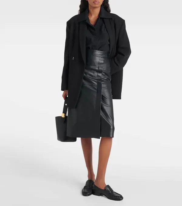 JOSEPH Sèvres Leather Midi Skirt