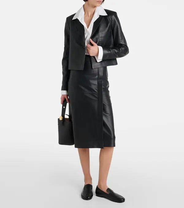 JOSEPH Sèvres Leather Midi Skirt