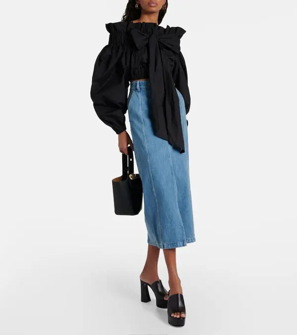 PATOU Bow-detail Ruffled Crop Top
