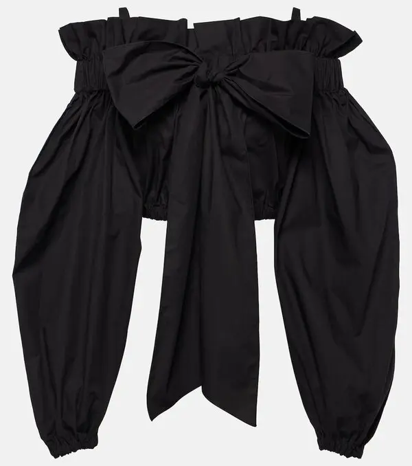 PATOU Bow-detail Ruffled Cotton Crop Top