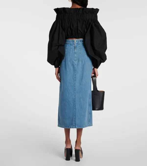 PATOU Bow-detail Ruffled Cotton Crop Top