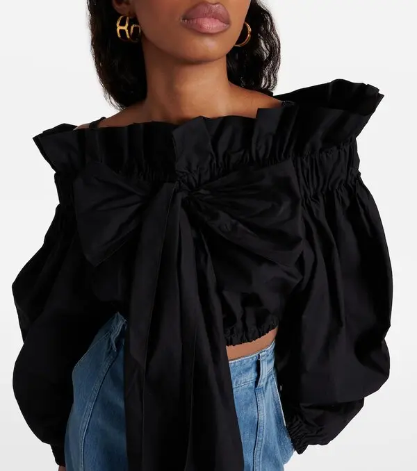 PATOU Bow-detail Ruffled Cotton Crop Top