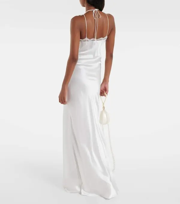 Rodarte Floral-Appliqu Lace-Trimmed Silk Gown - White - 40% Off |  Editorialist