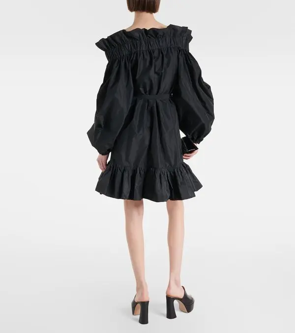 PATOU Bow-detail Ruffled Faille Minidress