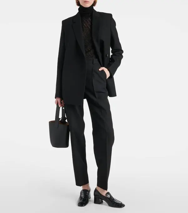 TOTEME High-rise Tapered Trousers - Black