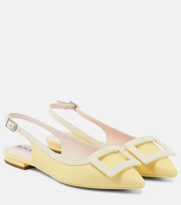 ROGER VIVIER Gommettine Leather Slingback Flats - Yellow