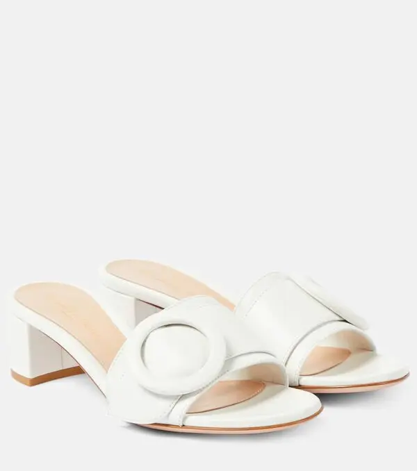 GIANVITO ROSSI Embellished Leather Sandals - White