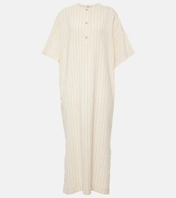 TOTEME Pinstriped Midi Shirt Dress - White
