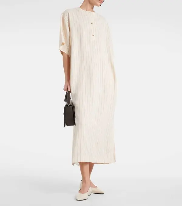 TOTEME Pinstriped Midi Shirt Dress - White