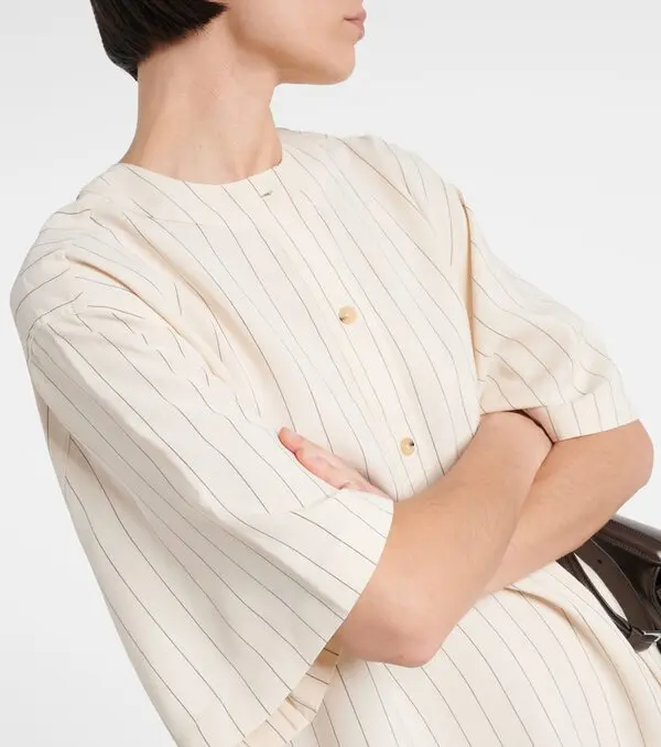 TOTEME Pinstriped Midi Shirt Dress - White