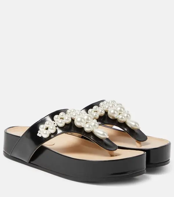 Simone Rocha Embellished Leather Thong Sandals