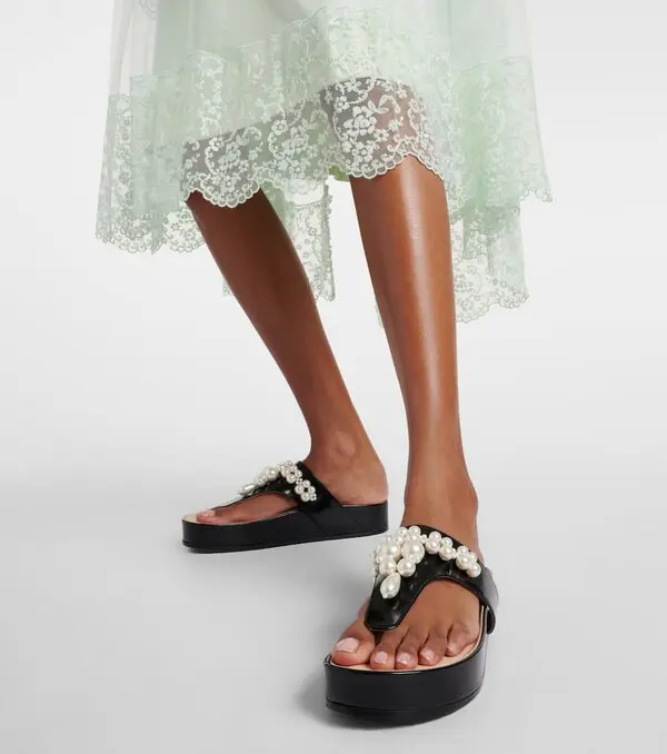 Simone Rocha Embellished Leather Thong Sandals