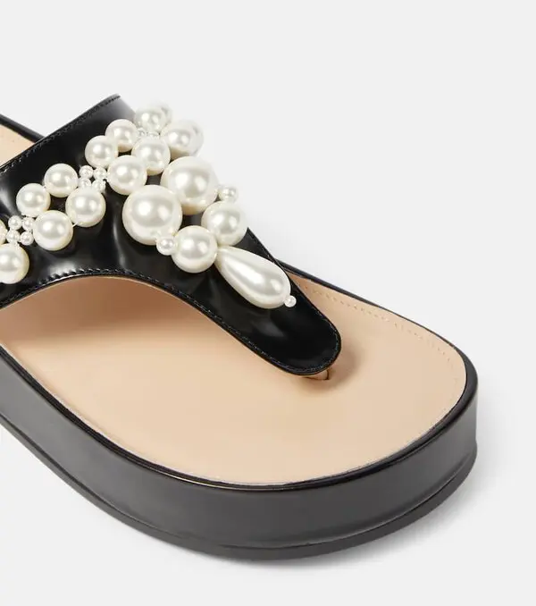 Simone Rocha Embellished Leather Thong Sandals