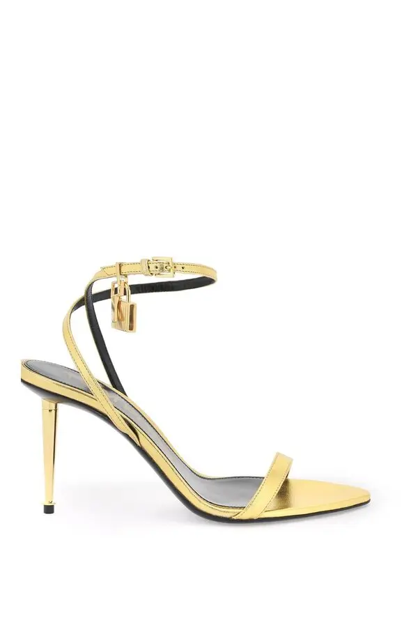 TOM FORD Padlock Stiletto Sandals - Gold