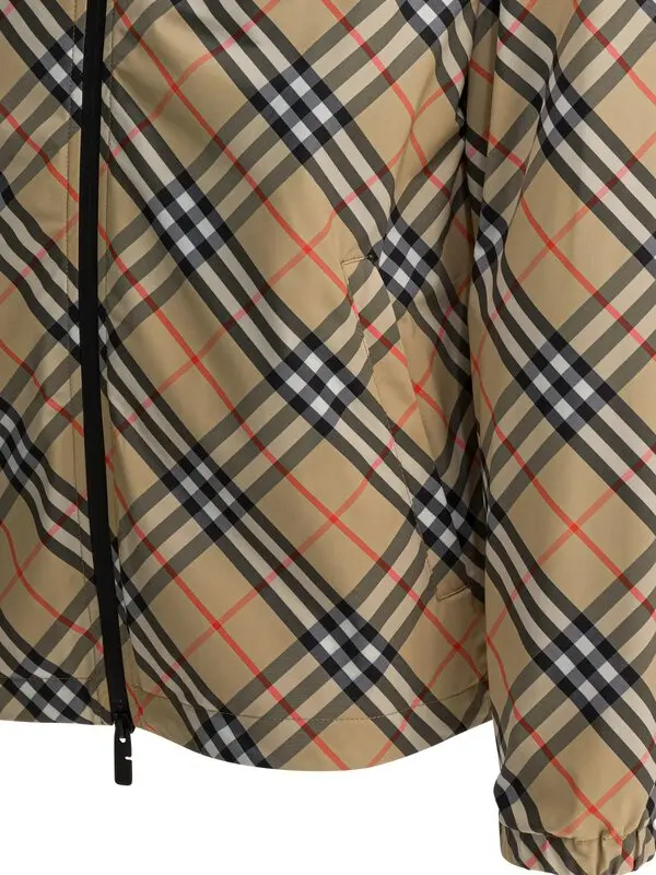 Burberry Check Windbreaker Jacket - Beige