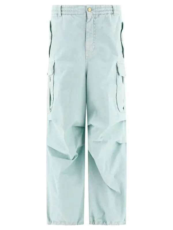 Marni Cargo Trousers With Drape Detail In Light Blue - 64% Off 