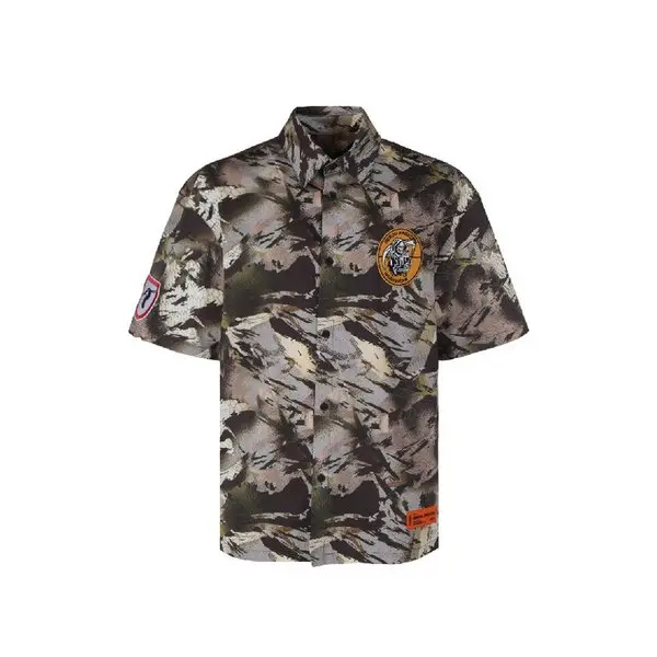 Heron Preston Camouflage Popline Shirt - Green