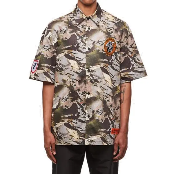 Heron Preston Camouflage Popline Shirt - Green