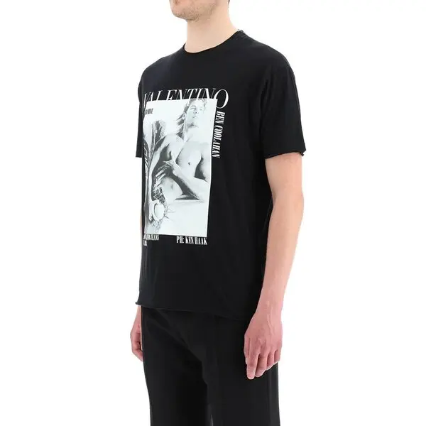 Valentino Garavani Archive Print T Shirt In Black - 55% Off 