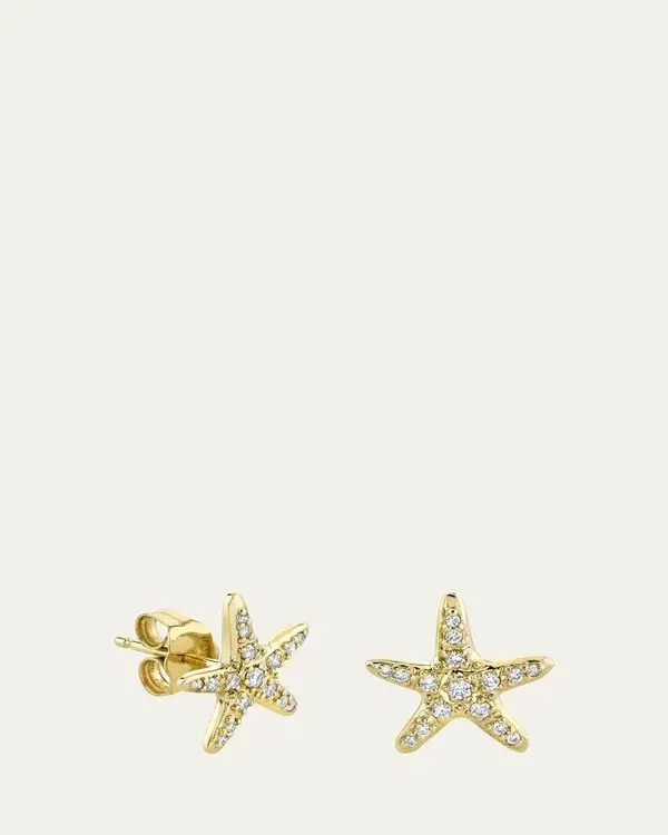 SYDNEY EVAN 14k Yellow Diamond Starfish Stud Earring