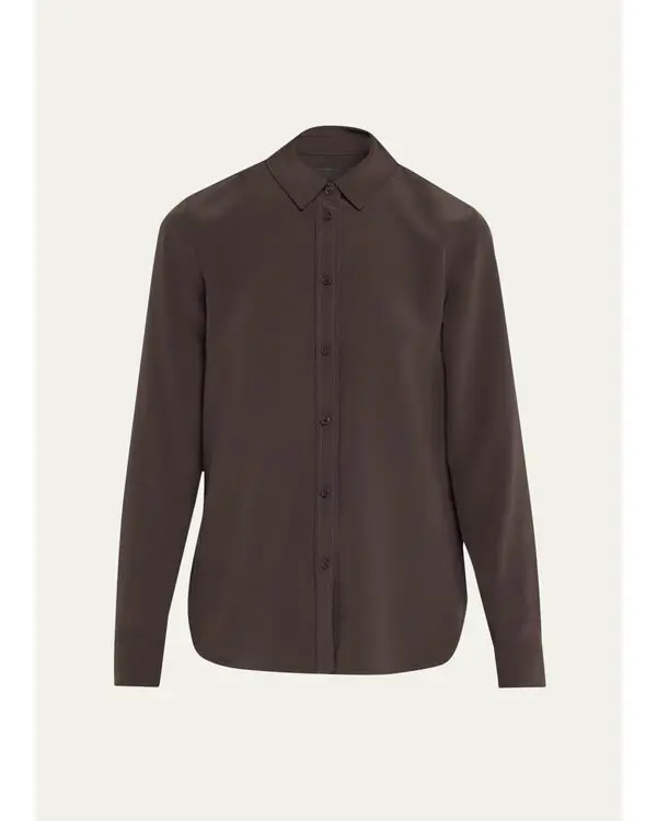 NILI LOTAN Gaia Silk Shirt - Chocolate