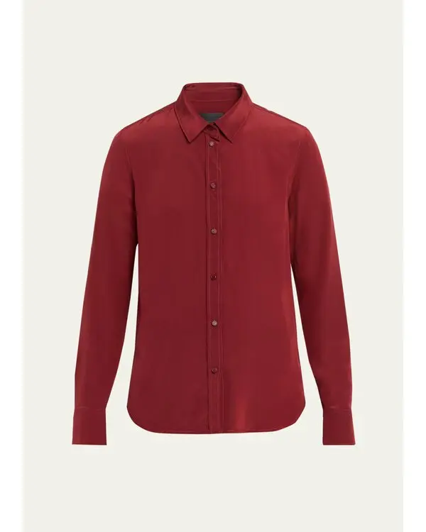 NILI LOTAN Gaia Silk Shirt - Crimson