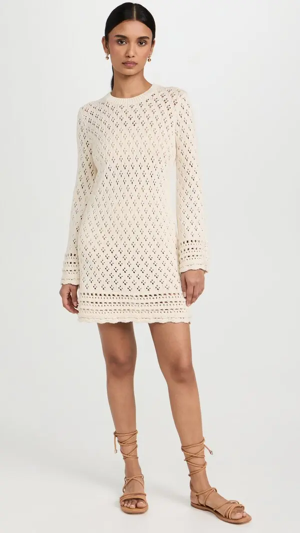 Frame Crochet Shift Dress In Ecru - 70% Off | Editorialist