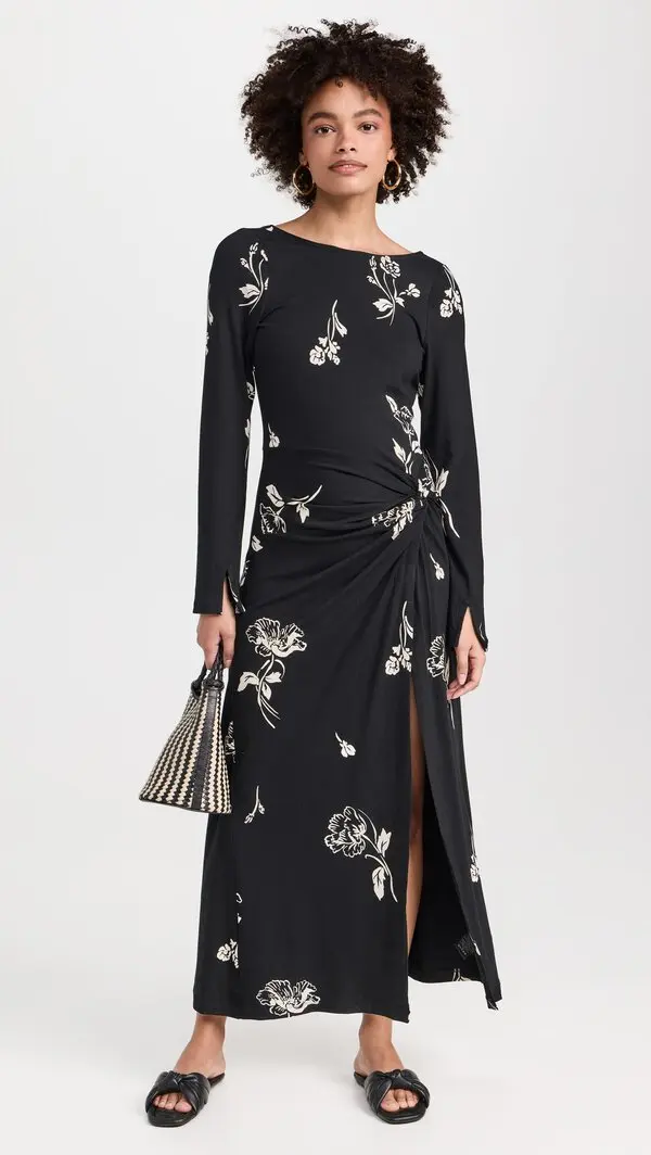 ivory midi dress with sleeves Maison Tara Savannah Dress, 16 / White