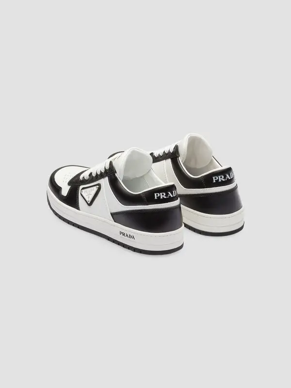 Prada Downtown Perforated Leather Sneakers - White Black