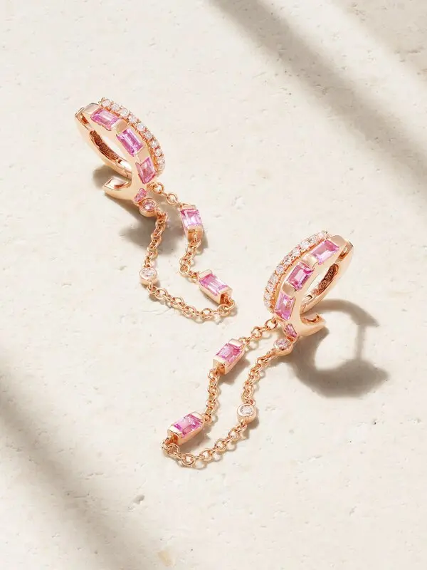Shay 18-karat Rose Gold Sapphire Earrings - Pink