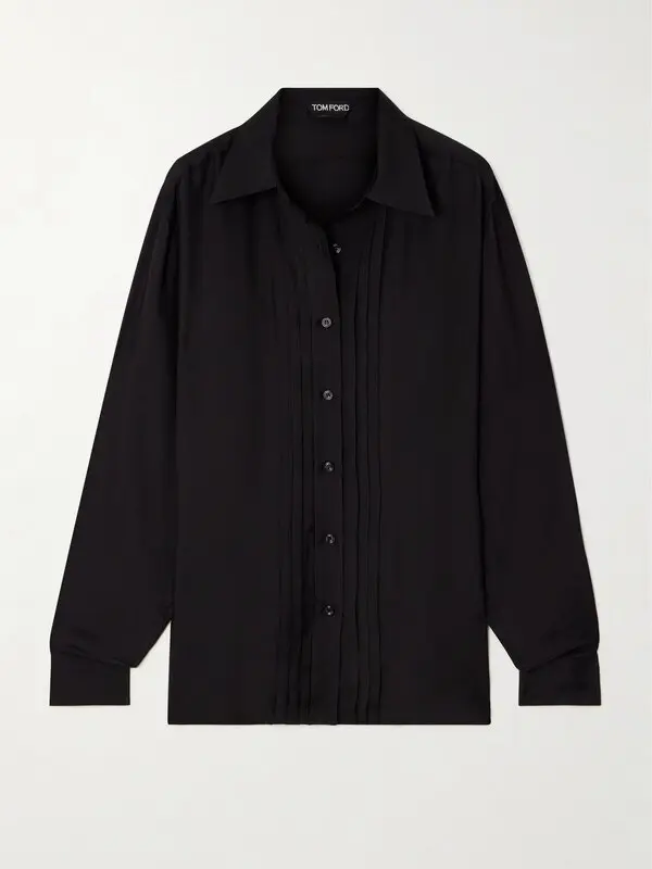 TOM FORD Pleated Silk Shirt - Black