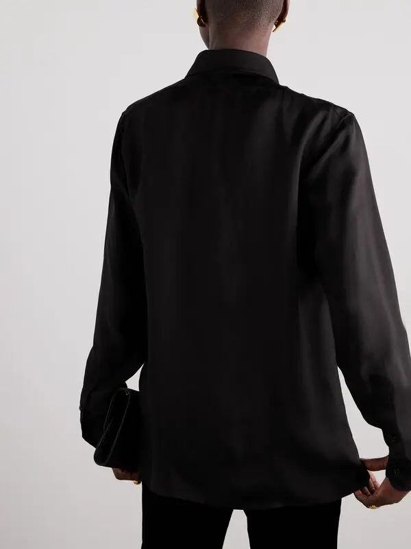 TOM FORD Pleated Silk Shirt - Black