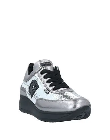 RUCOLINE Leather Metallic Wedge Sneakers - Grey