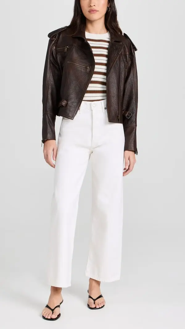 AGOLDE Ren High-rise Wide-leg Jeans - Fortune Cookie
