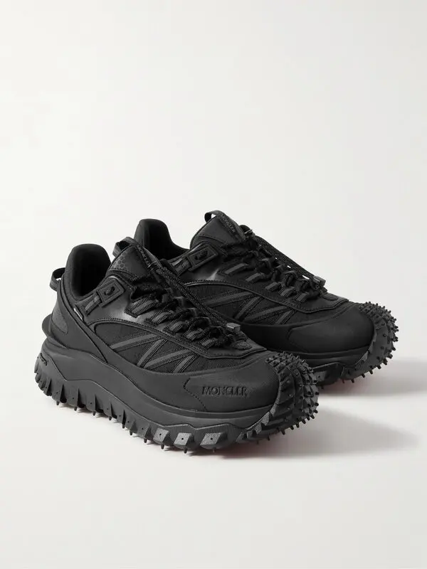 Moncler Trailgrip Gtx Leather-trimmed Sneakers - Black