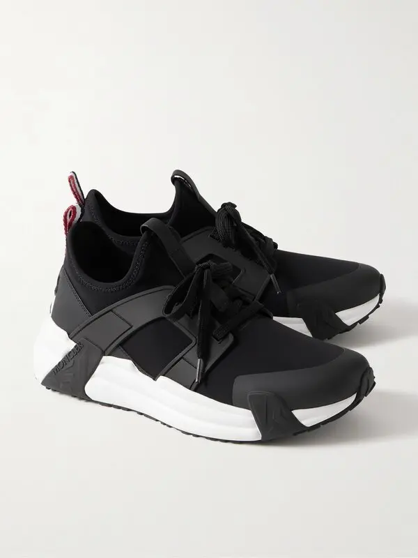 Moncler Lunarove Rubber And Leather-trimmed Sneakers - Black