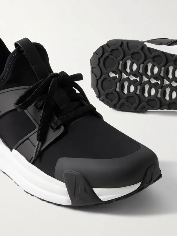 Moncler Lunarove Rubber And Leather-trimmed Sneakers - Black