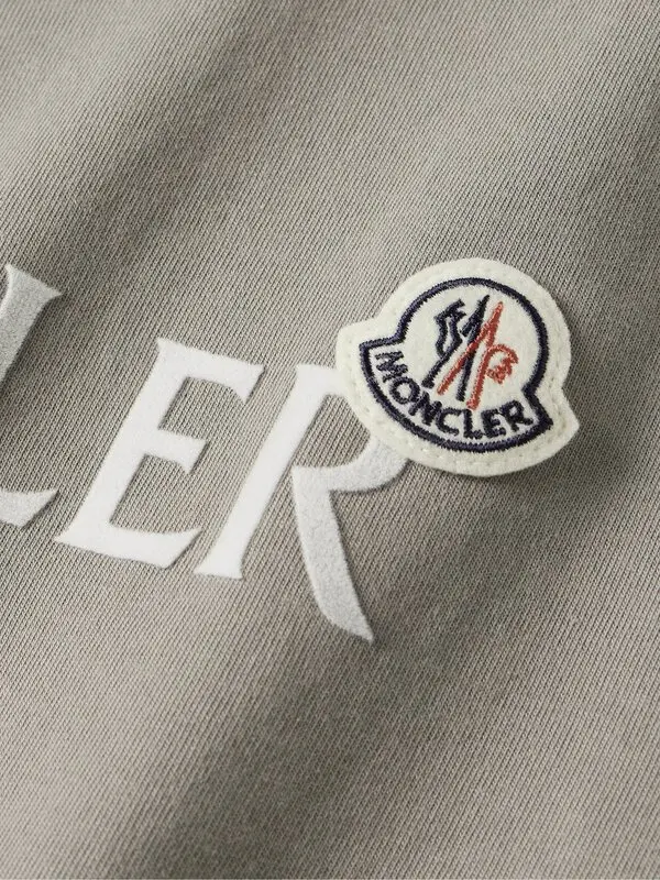 Moncler Logo-flocked Appliquéd Cotton-jersey T-shirt - Brown