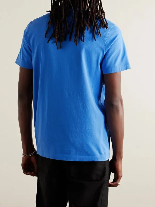 Moncler Logo-flocked Appliquéd Cotton-jersey T-shirt - Blue