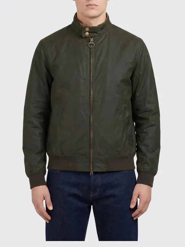 Barbour Waxed Cotton Bomber Jacket - Green